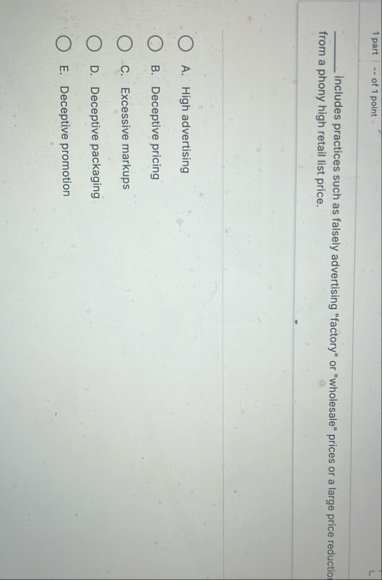 Solved 1 ﻿partof 1 ﻿point ﻿includes practices such as | Chegg.com