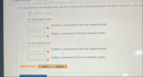 Solved Find equations for the tangent lines and the normal | Chegg.com