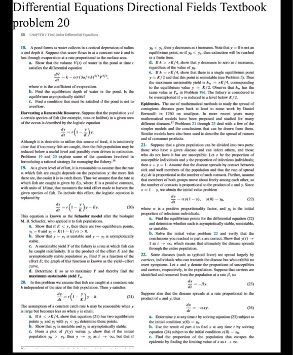 Solved Differential Equations Directional Fields Textbook | Chegg.com