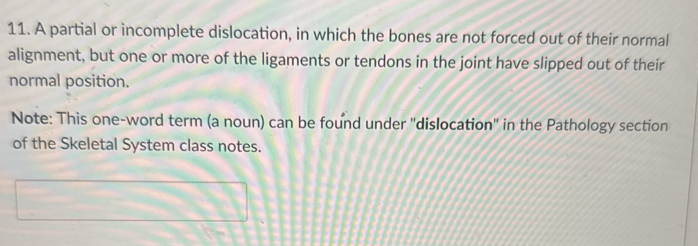 A partial or incomplete dislocation, in which the | Chegg.com