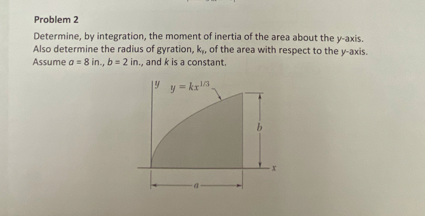 Solved Problem 2Determine, by integration, the moment of | Chegg.com