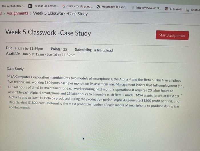 Solved Case Study: MSA Computer Corporation manufactures two | Chegg.com