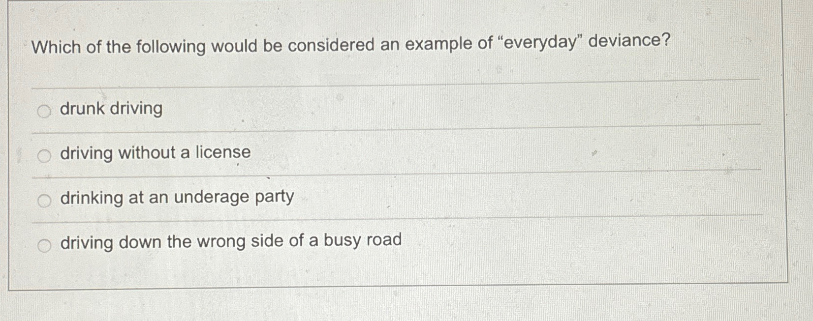 Solved Which of the following would be considered an example | Chegg.com