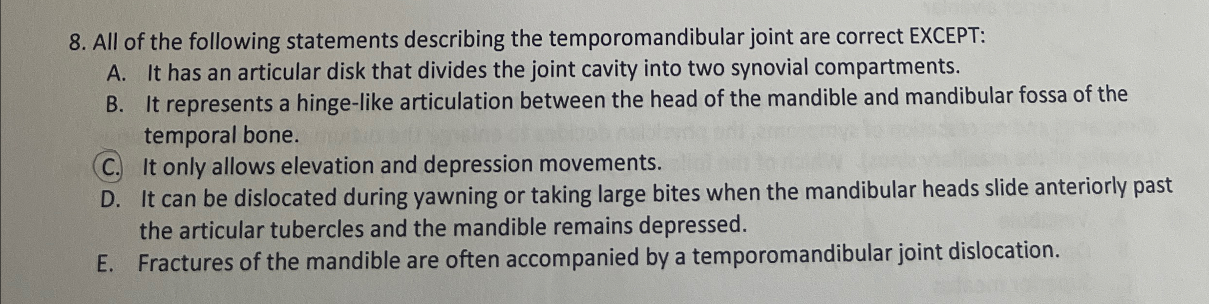 Solved All of the following statements describing the | Chegg.com