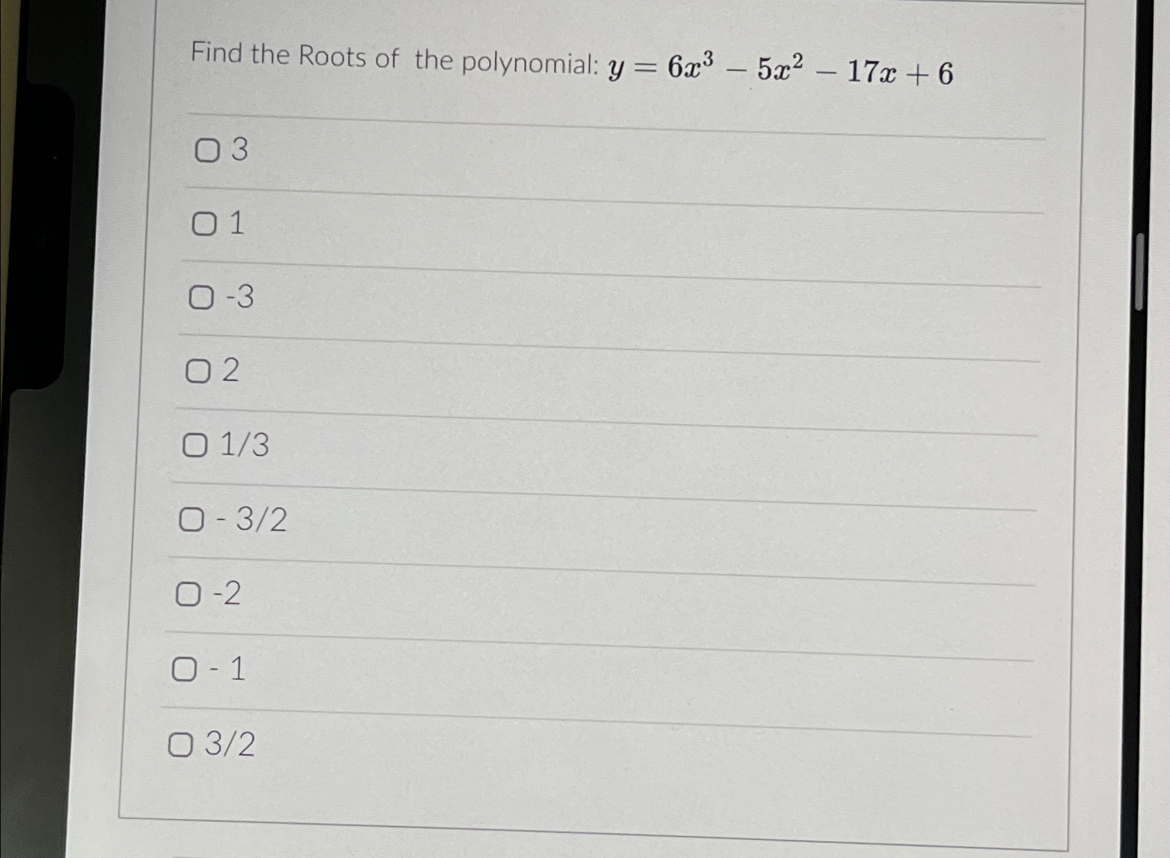 Solved Find the Roots of the polynomial: | Chegg.com