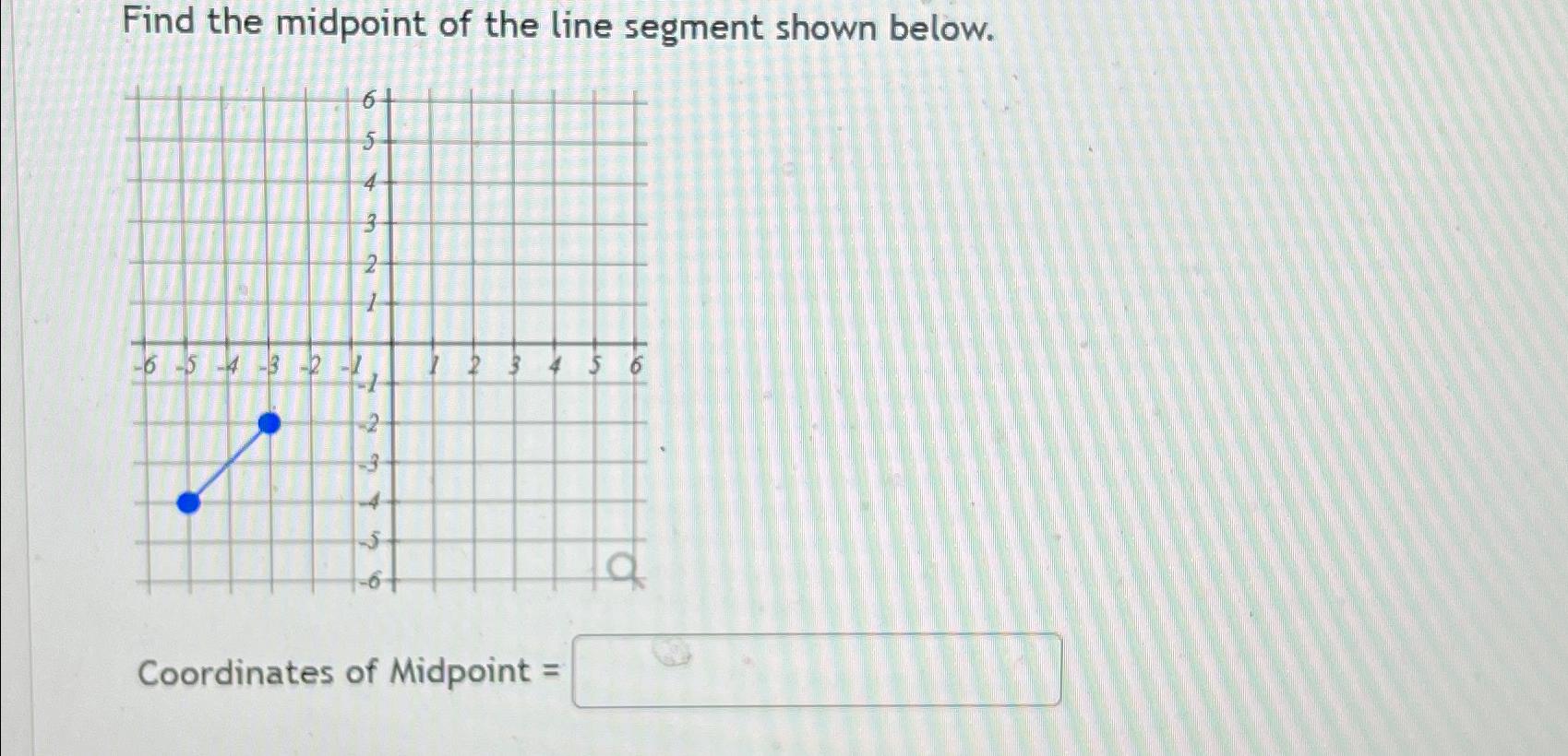 Solved Find the midpoint of the line segment shown | Chegg.com