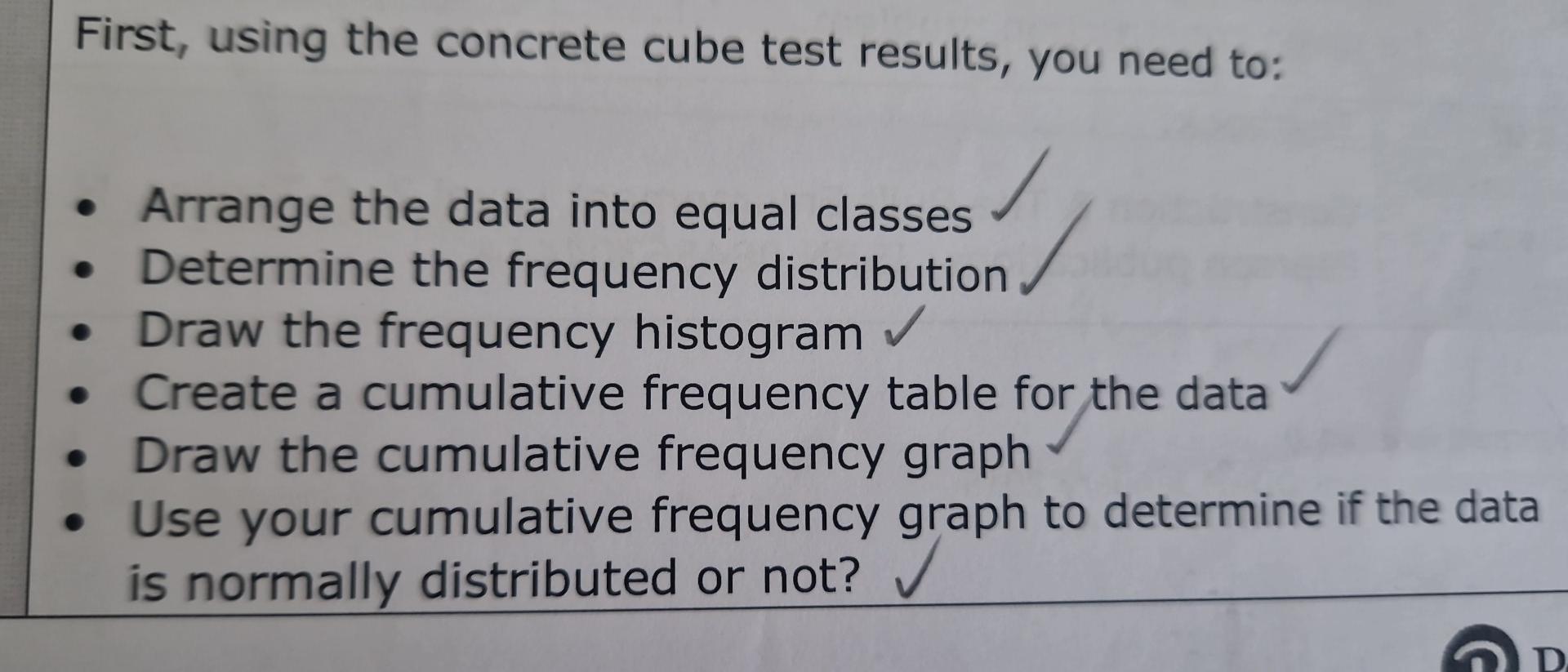 Solved First, using the concrete cube test results, you need | Chegg.com