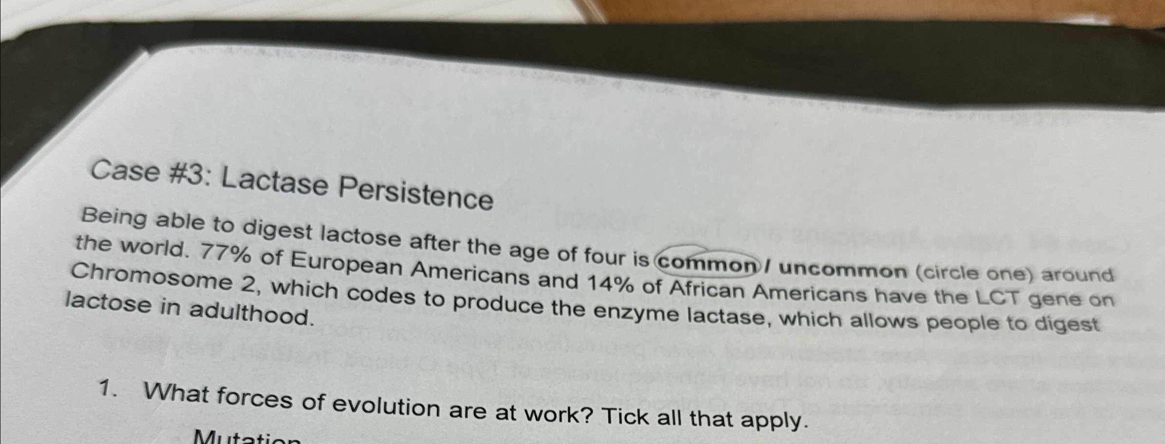Solved Case #3: Lactase PersistenceBeing able to digest | Chegg.com