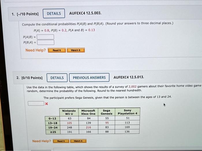 Solved Compute the conditional probabilities P(A∣B) and | Chegg.com
