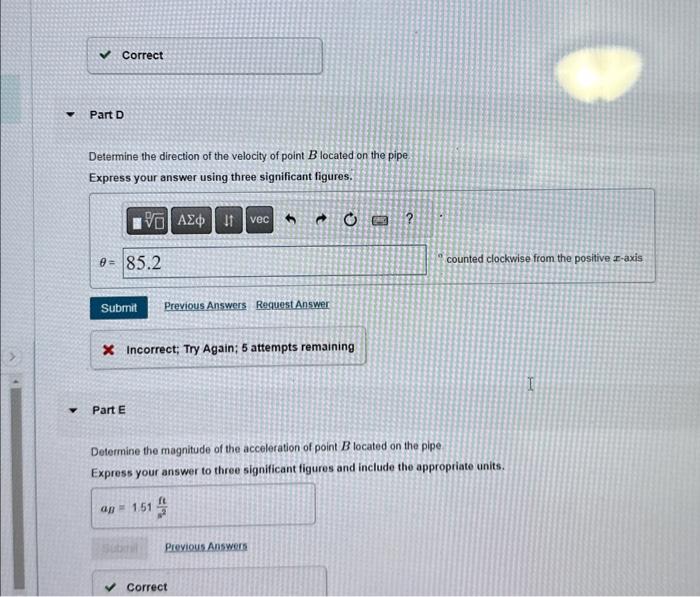 Solved At a given instant, the cables supporting the pipe | Chegg.com