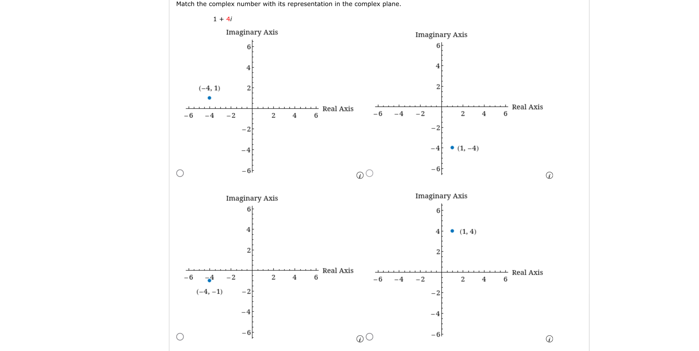 Solved Match the complex number with its representation in | Chegg.com