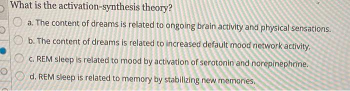 Solved What is the activation-synthesis theory? O a. The | Chegg.com