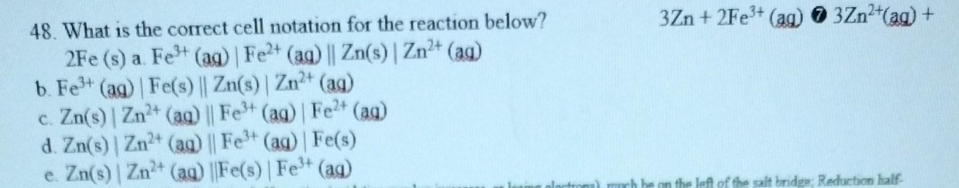 Solved 48. What is the correct cell notation for the | Chegg.com