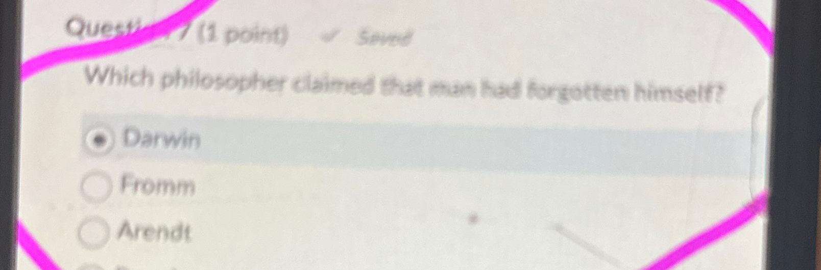 Solved Quest:(1 ﻿point)SomedWhich philosopher claimed that | Chegg.com