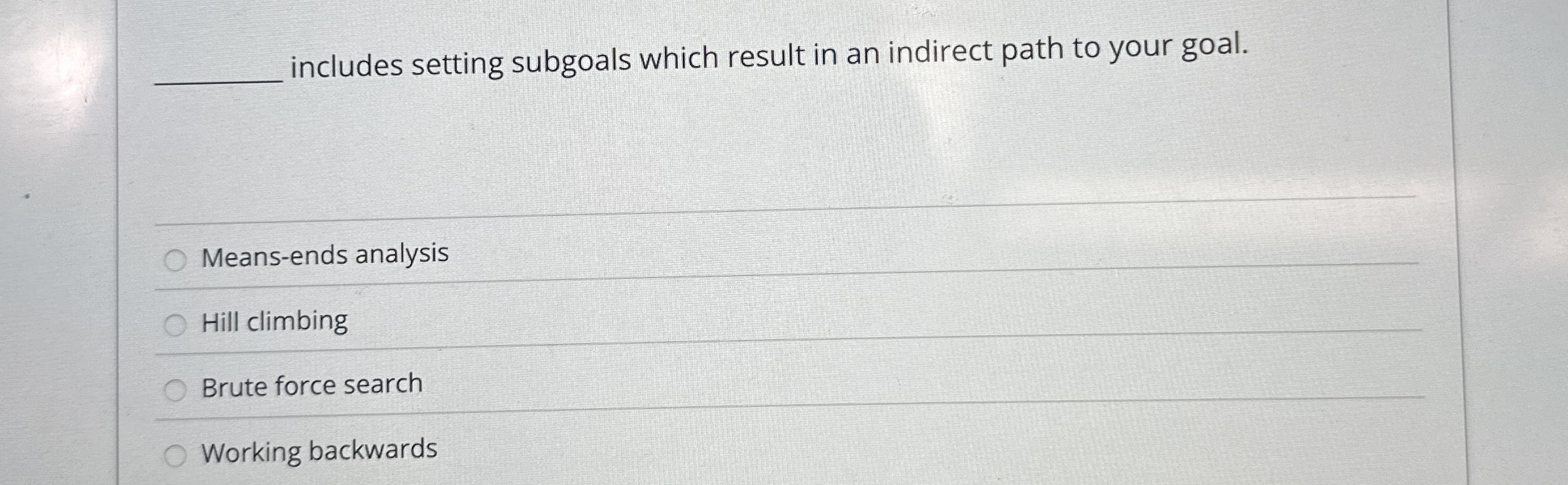 Solved ﻿includes setting subgoals which result in an | Chegg.com