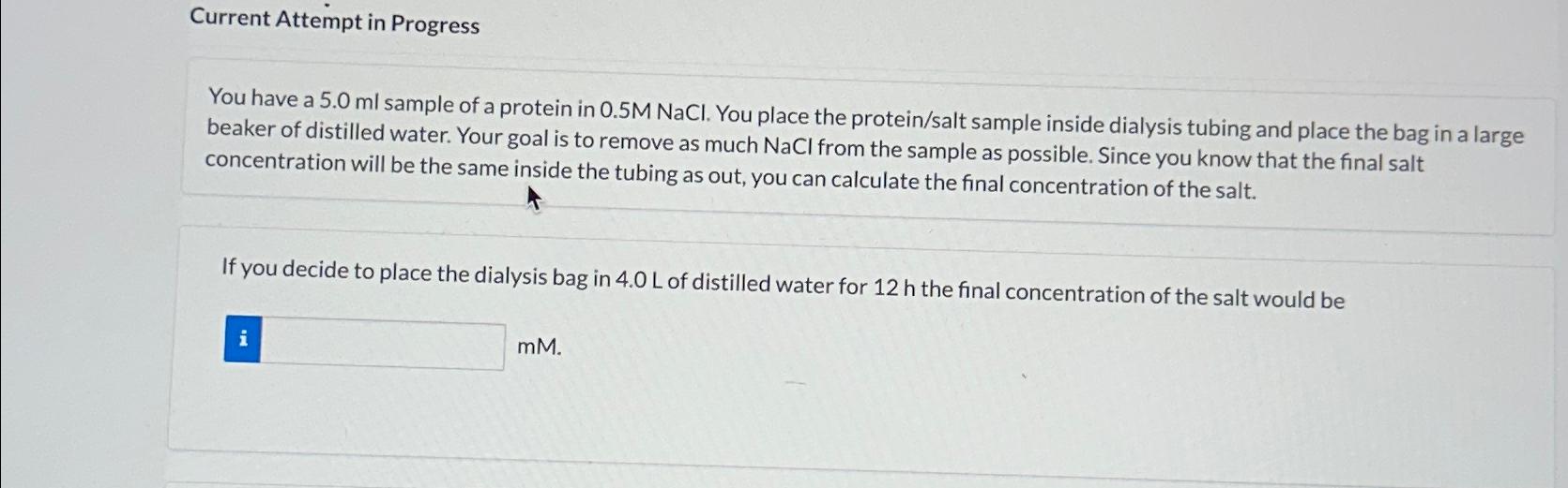 Solved Current Attempt in ProgressYou have a 5.0ml ﻿sample | Chegg.com