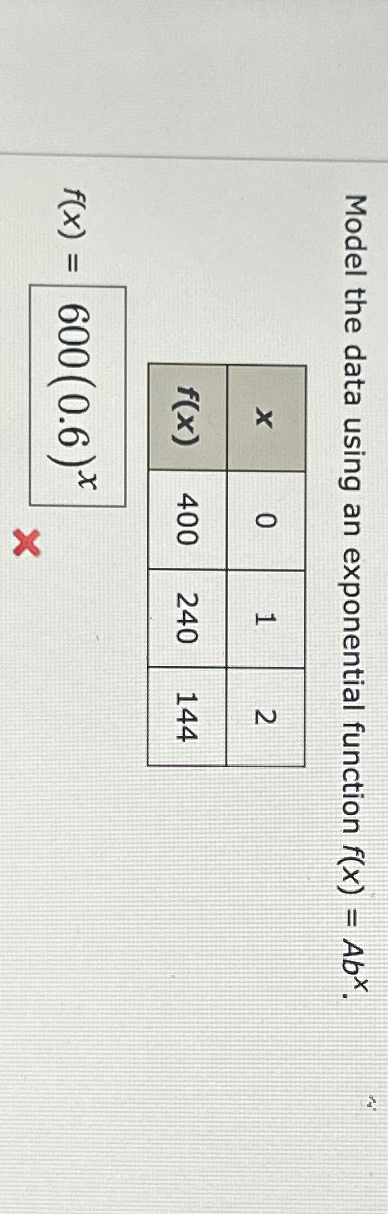 Solved Model the data using an exponential function | Chegg.com