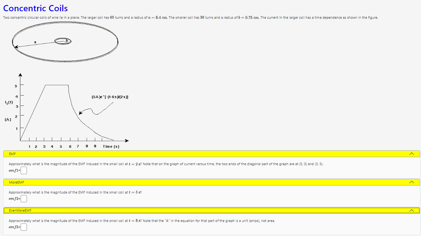 Solved Concentric Coilsemf1= 5.15511 * 10^−6 | Chegg.com