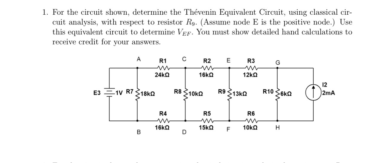 Solved For the circuit shown, determine the Thévenin | Chegg.com