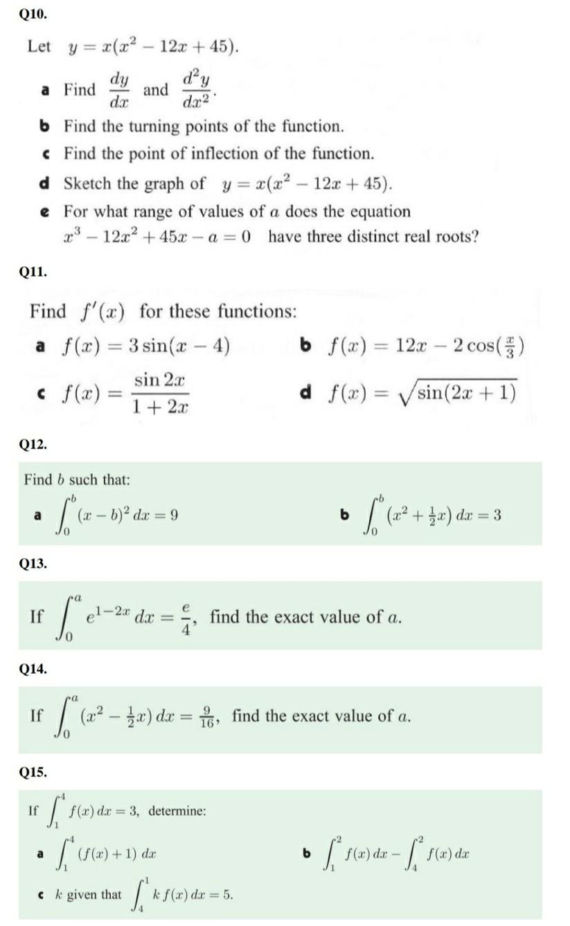 Solved Q10. Let y=x(x2−12x+45). a Find dxdy and dx2d2y. b | Chegg.com