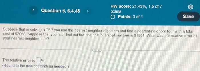 Solved Suppose that in solving a TSP you use the | Chegg.com