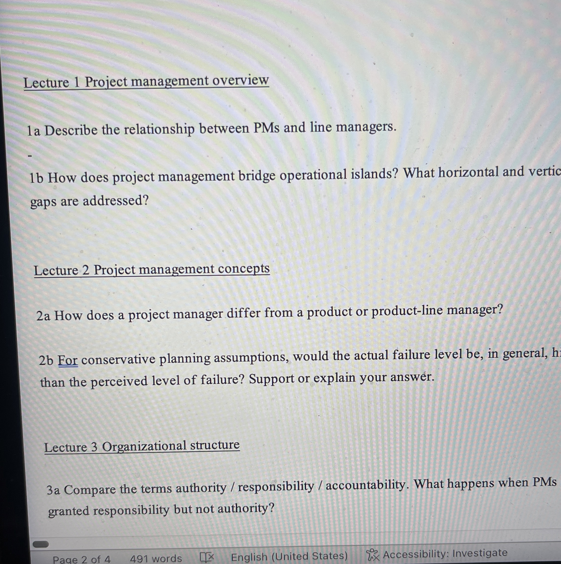 Solved Lecture 1 ﻿Project management overview1a Describe the | Chegg.com