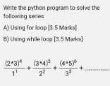 Solved Wite the python program to solve the following series | Chegg.com