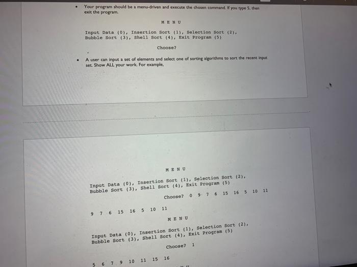 Solved Your program should be a meru-driven and execute the | Chegg.com