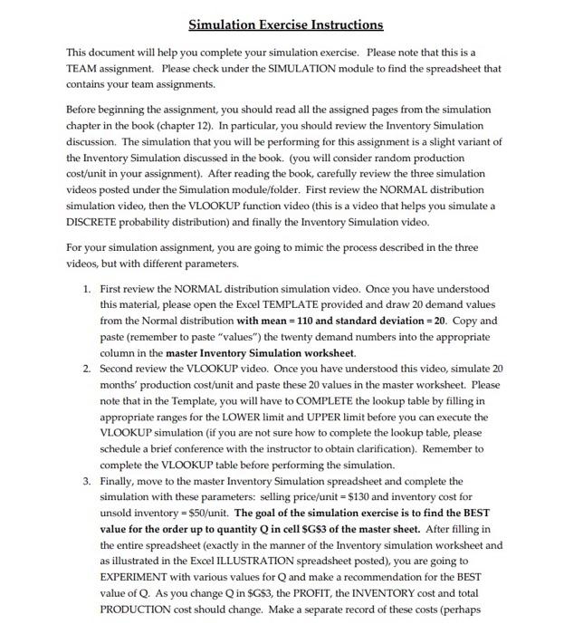 Solved Simulation Exercise Instructions This document will | Chegg.com