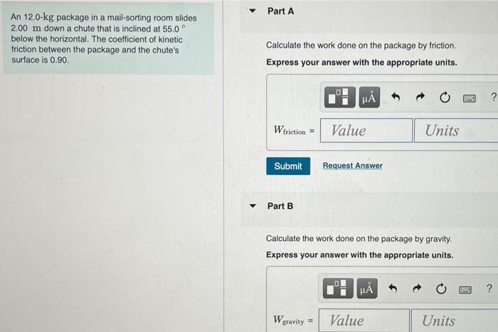 Solved An 12.0-kg package in a mail-sorting room slides 2.00 | Chegg.com
