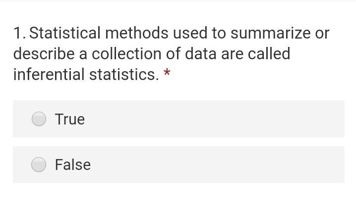 Solved 1. Statistical methods used to summarize or describe | Chegg.com