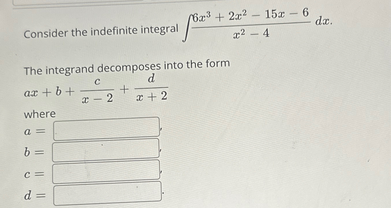 Solved Consider the indefinite integral | Chegg.com