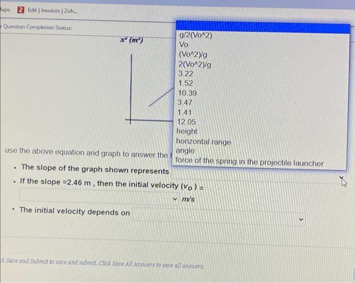 Solved x² in the Projectile experiment, the relation between | Chegg.com