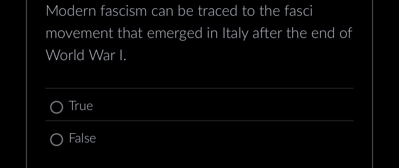 Solved Modern fascism can be traced to the fasci movement | Chegg.com
