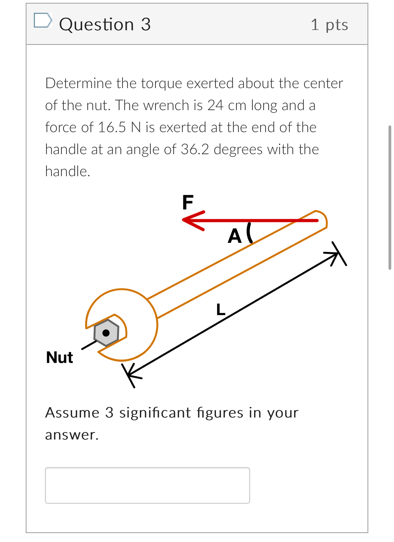 Solved Question 31ptsDetermine the torque exerted about the | Chegg.com