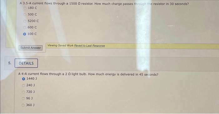 Solved A 3.5-A current flows through a 1500Ω resistor. How | Chegg.com