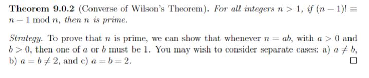 Solved Theorem 9.0.2 (Converse of Wilson's Theorem). ﻿For | Chegg.com