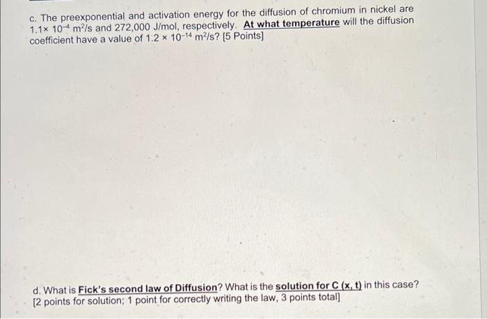 Solved 1. Diffusion (15 points) a. What is the driving force | Chegg.com