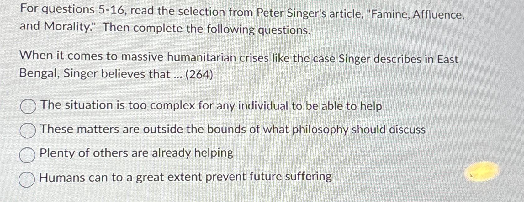 Solved For questions 5-16, ﻿read the selection from Peter | Chegg.com