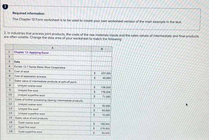 Solved ! Required information The Chapter 13 Form worksheet | Chegg.com