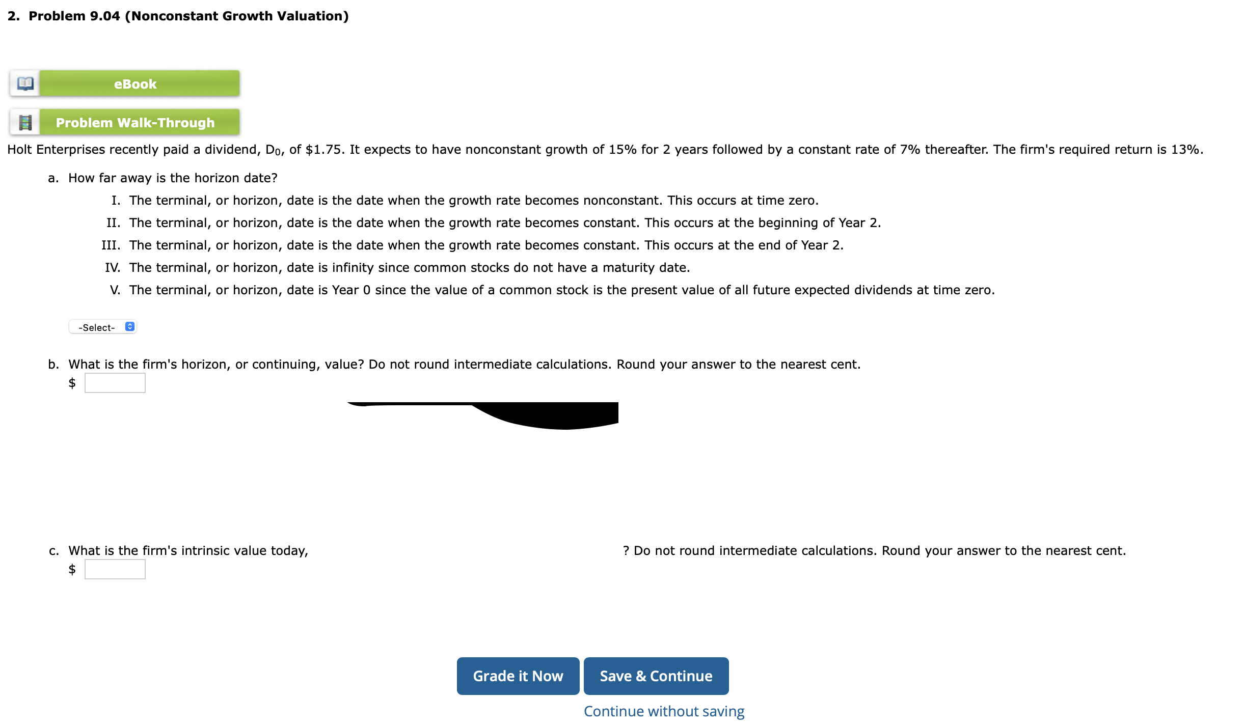 Solved Problem 9.04 (Nonconstant Growth | Chegg.com