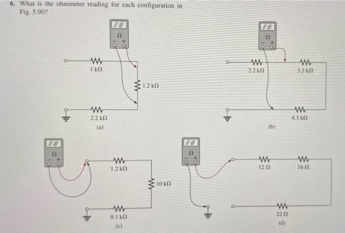 Solved 6. What is the ohmmeter reading for each | Chegg.com