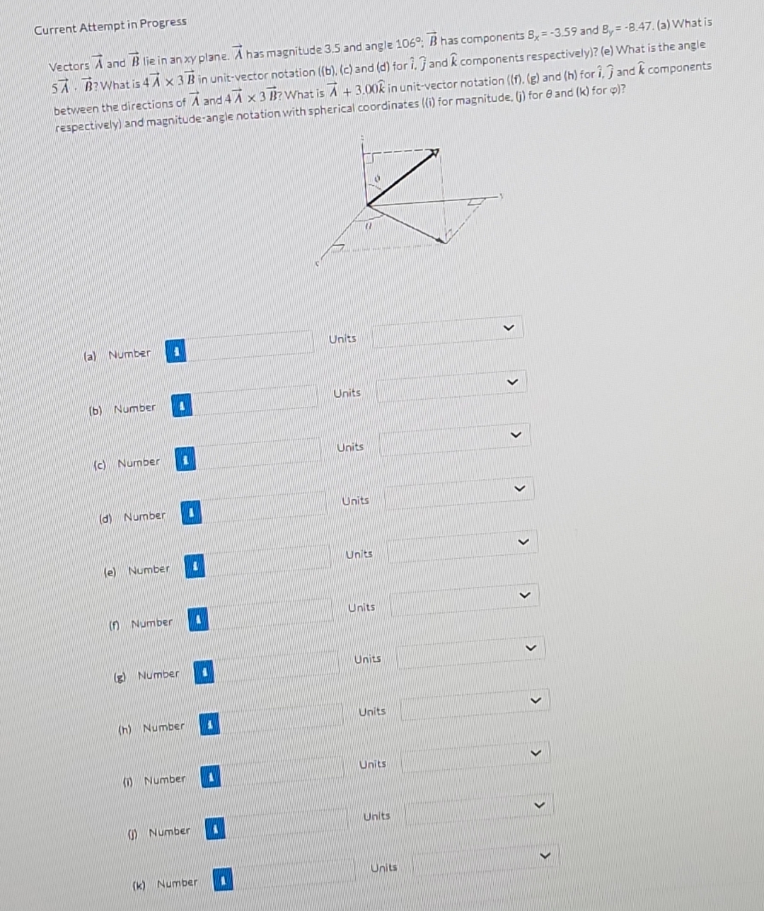 Solved Current Attempt in ProgressVectors vec(A) ﻿and vec(B) | Chegg.com