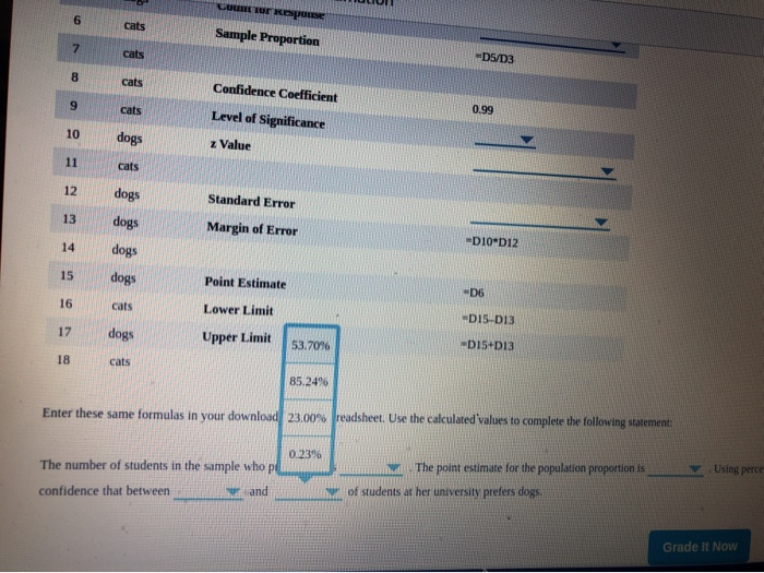 8. Using Excel - Constructing an interval estimate | Chegg.com