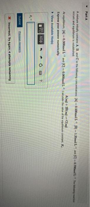 Solved Part A A mixture initially contains A, B, and in the | Chegg.com