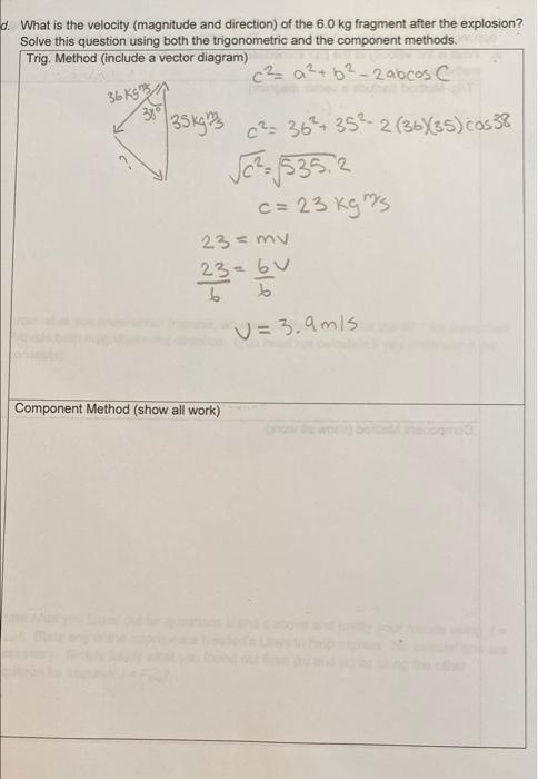 Solved A stationary 20.0 kg mass explodes into three | Chegg.com