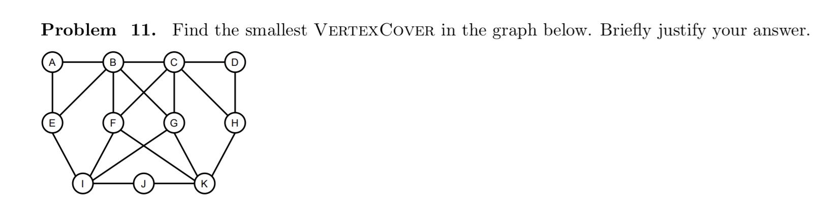 Solved Find the smallest VERTEXCOVER in the graph below. | Chegg.com