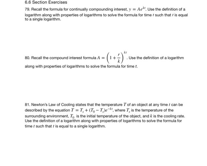 Solved 79. Recall the formula for continually compounding | Chegg.com