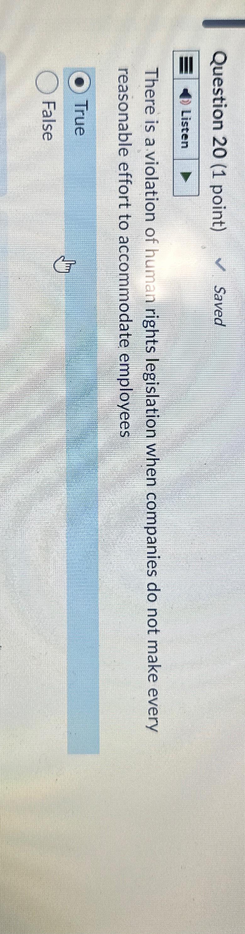 Solved Question 20 (1 ﻿point) ﻿SavedThere is a violation of | Chegg.com
