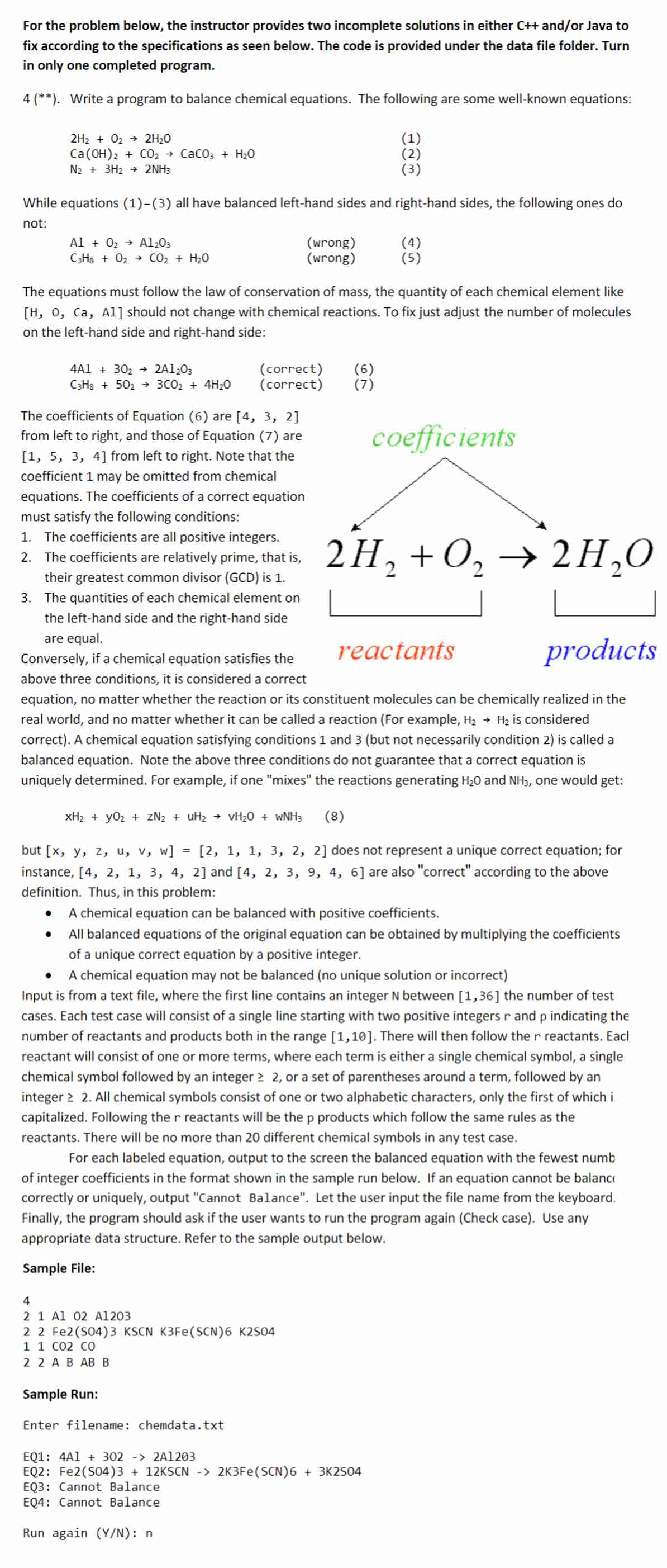 Solved C++ ﻿Chemistry dropping parts of equation | Chegg.com
